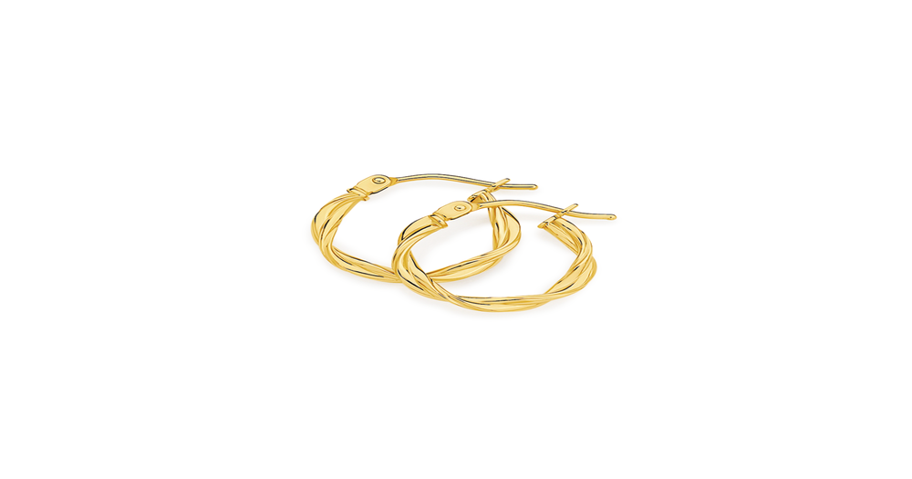 9ct, 2x10mm Entwined Twist Hoop Earrings | Goldmark (NZ)