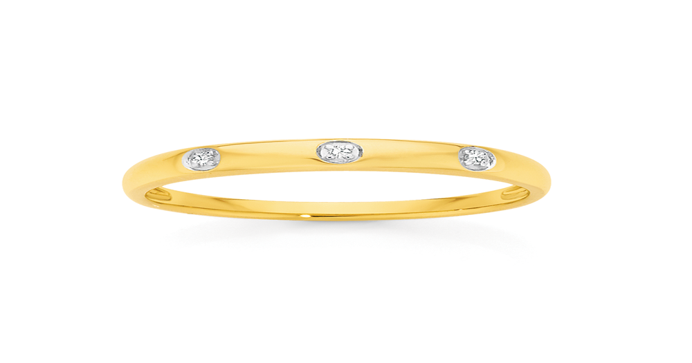 9ct, 3 Stone Diamond Band | Goldmark (NZ)