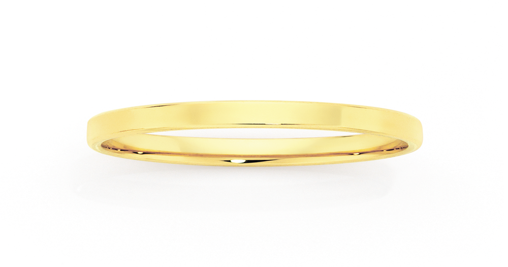 9ct, 3mm Flat Soft Edge Wedding Ring - Size N | Goldmark (NZ)