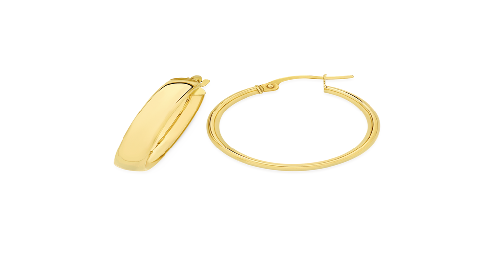 9ct 4x20mm Polished Hoop Earrings | Goldmark (NZ)