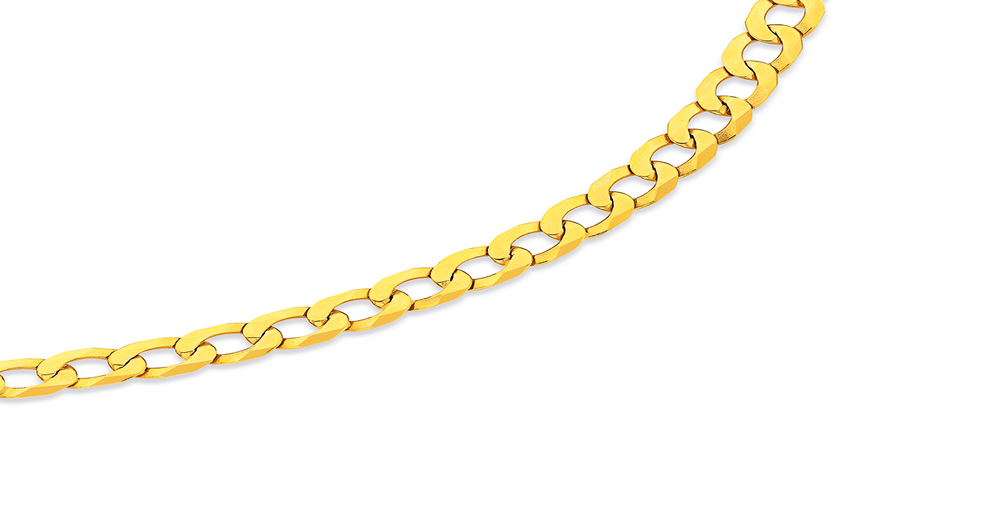 9ct, 50cm Solid Flat Bevelled Curb Chain | Goldmark (NZ)