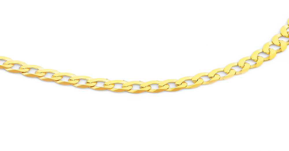 9ct, 60cm Solid Flat Bevelled Curb Chain | Goldmark (NZ)