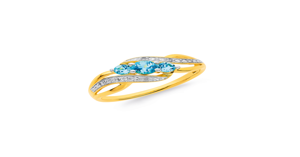 9ct, Blue Topaz & Diamond Ring in Blue | Goldmark (NZ)