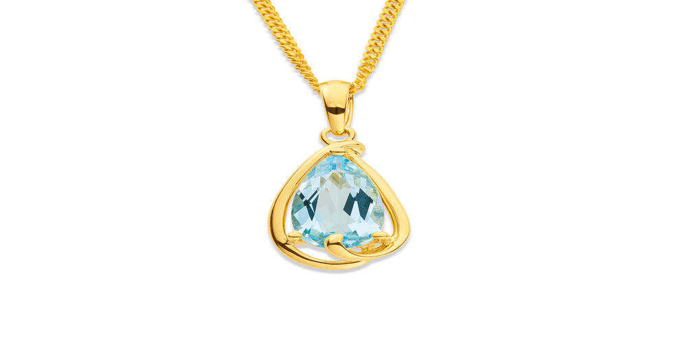 9ct, Blue Topaz Drop Pendant in Blue | Goldmark (NZ)
