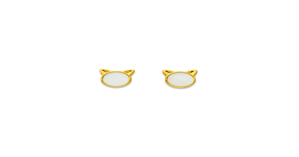9ct, Cat Studs | Goldmark (NZ)