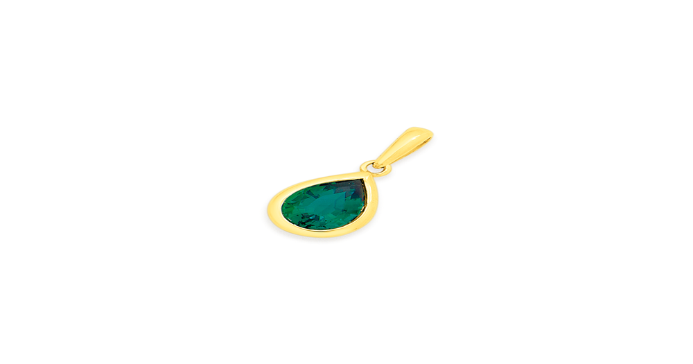 9ct, Created Emerald Pendant in Green | Goldmark (NZ)