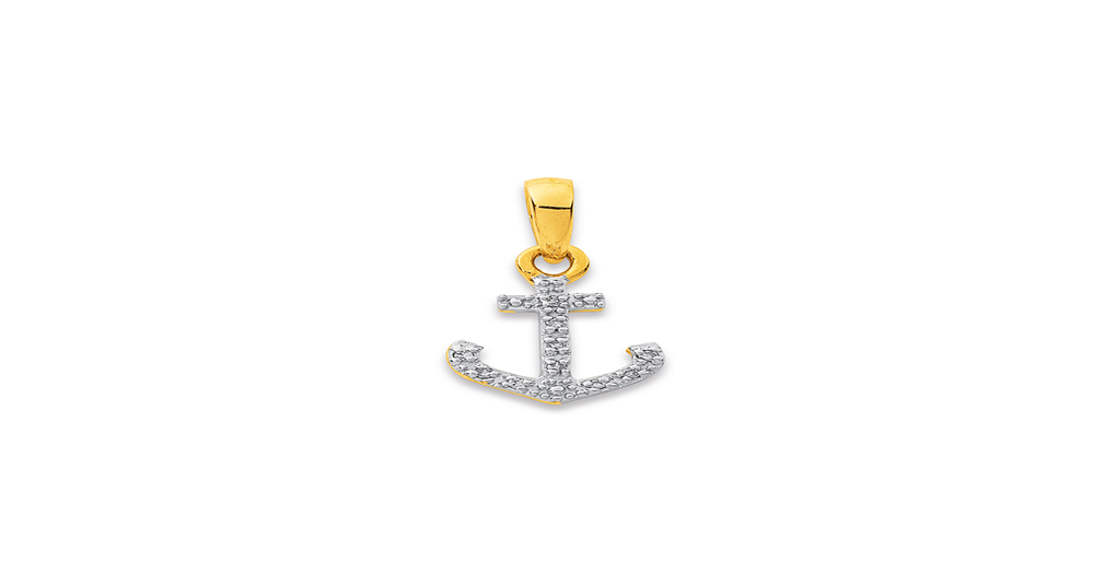9ct, Diamond Anchor Pendant | Goldmark (NZ)