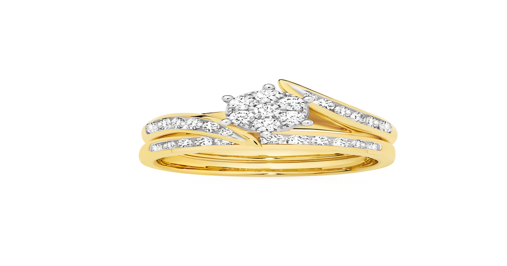 9ct, Diamond Cluster Bridal Set | Goldmark (NZ)