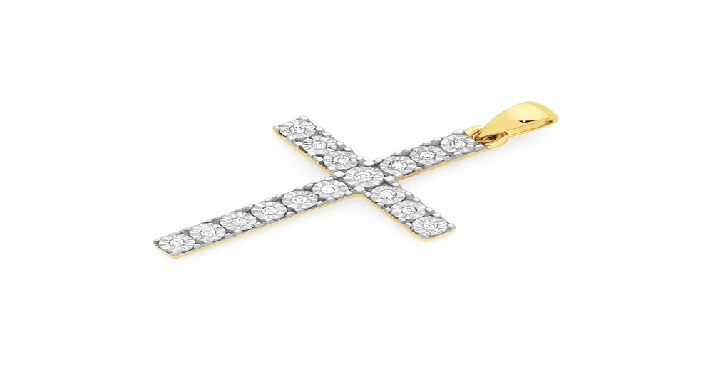 9ct, Diamond Cross Pendant | Goldmark (NZ)