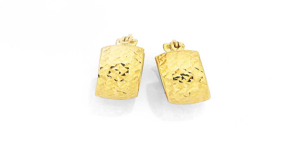 9ct, Diamond Cut Hoops 10mm | Goldmark (NZ)