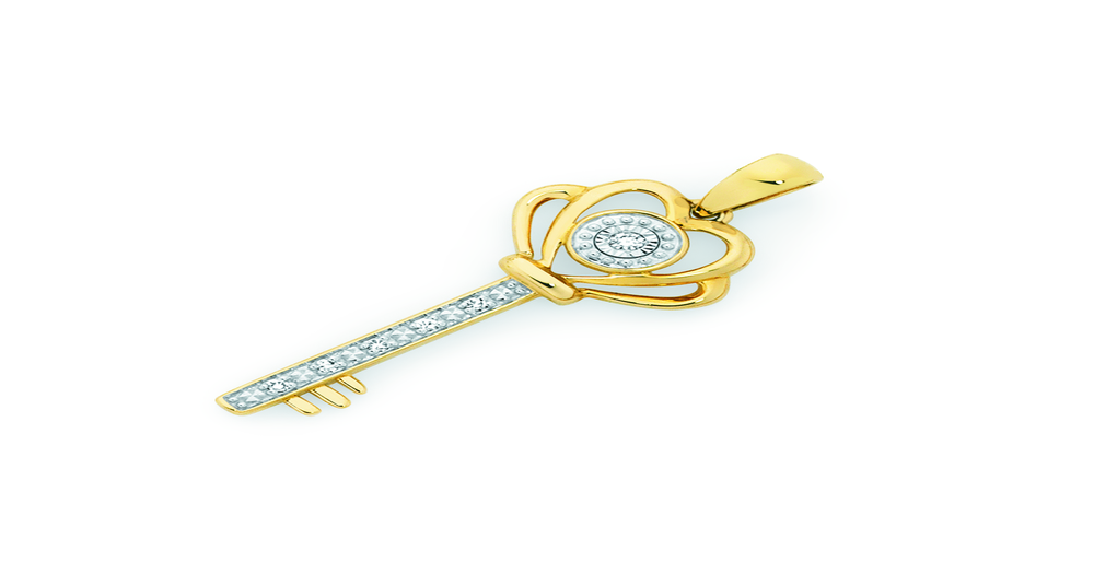 9ct, Diamond Heart Key Pendant | Goldmark (NZ)
