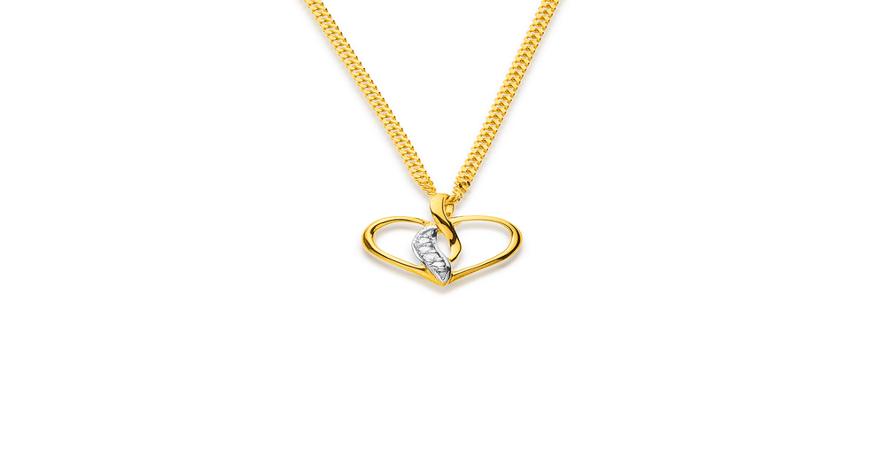 9ct, Diamond Heart Pendant in White | Goldmark (NZ)