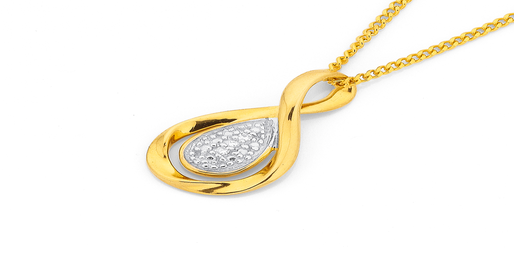 9ct, Diamond Pave Set Teardrop Pendant | Goldmark (NZ)