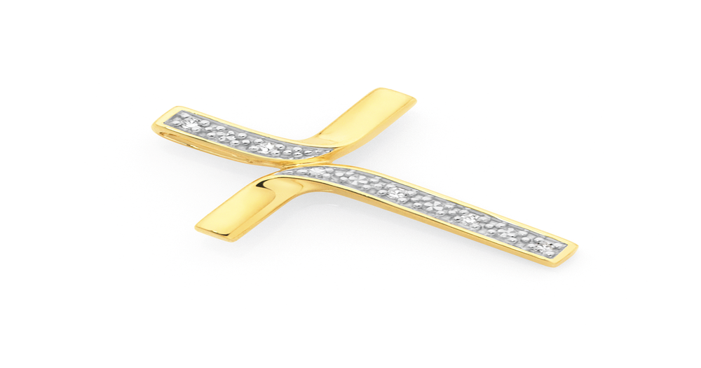 9ct, Diamond Set Cross Pendant | Goldmark (NZ)