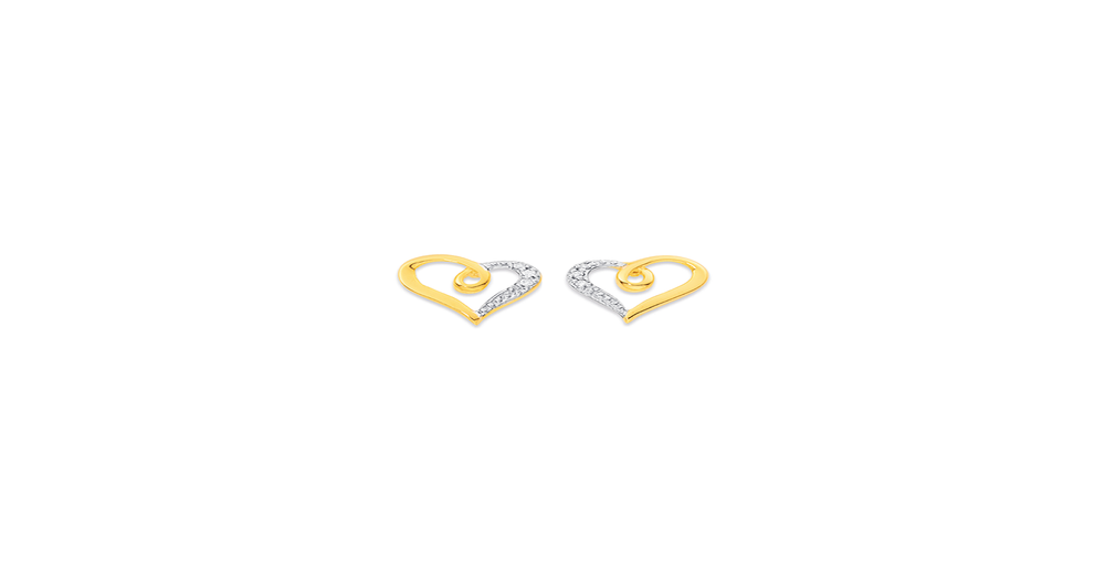 9ct Diamond Set Heart Loop Earrings | Goldmark (NZ)