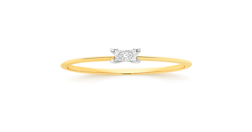 9ct, Diamond Square Solitaire Ring | Goldmark (NZ)