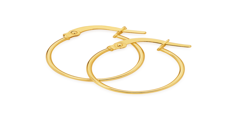 9ct Gold 15mm Polished Hoop Earrings | Goldmark (NZ)