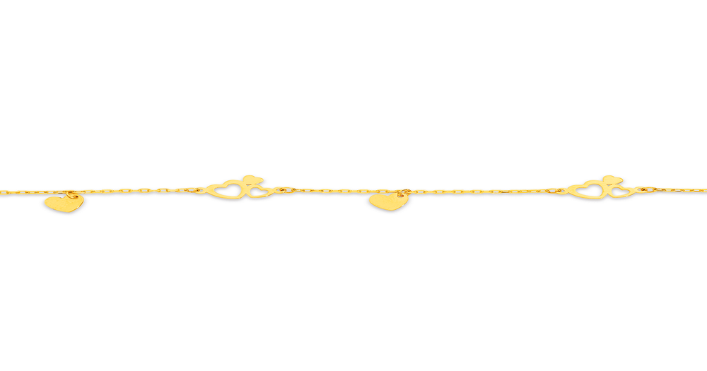 9ct Gold 19cm Multi Hearts Trace Bracelet | Goldmark (NZ)