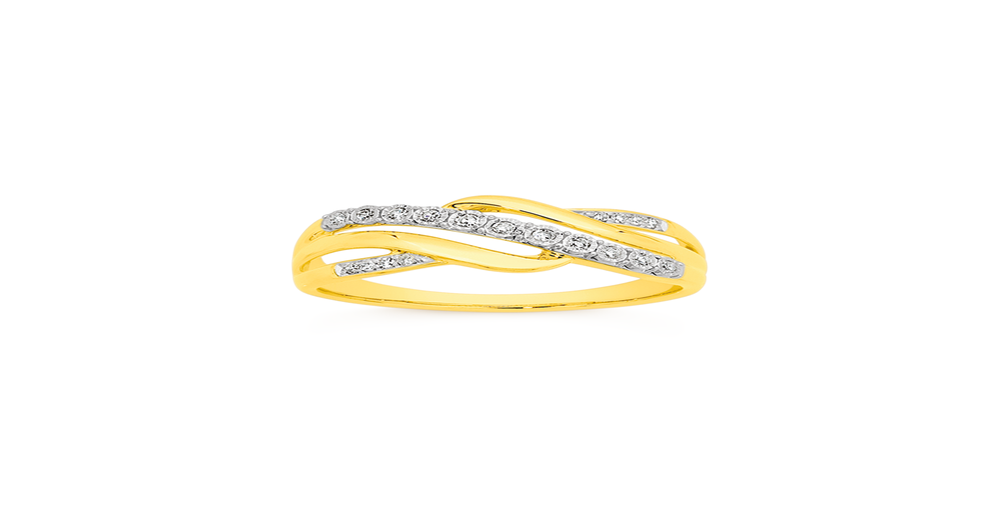 9ct Gold Diamond Crossover Ring | Goldmark (NZ)