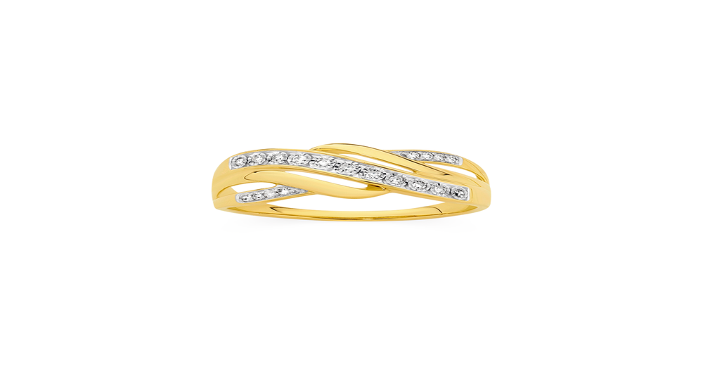 9ct Gold Diamond Crossover Ring | Goldmark (NZ)