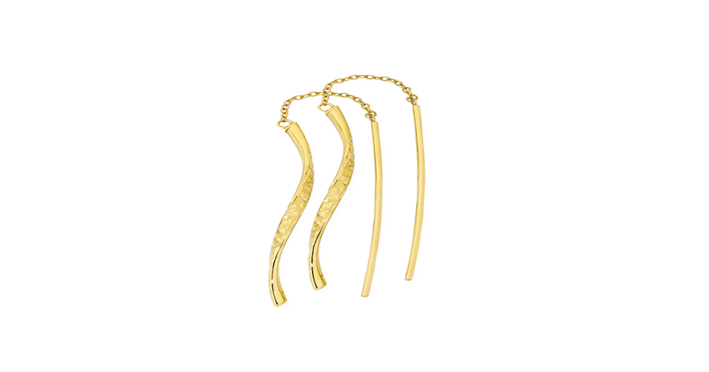 9ct Gold Diamond-cut Twist Bar Thread Through Earrings | Goldmark (NZ)