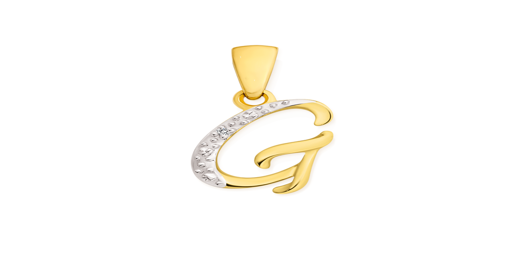 9ct Gold Diamond Initial G Pendant | Goldmark (NZ)