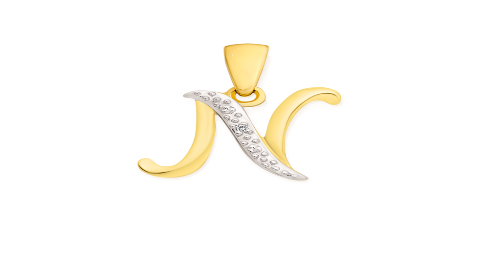 9ct Gold Diamond Initial N Pendant | Goldmark (NZ)