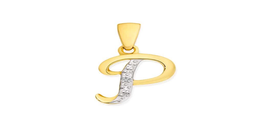 9ct Gold Diamond Initial P Pendant | Goldmark (NZ)