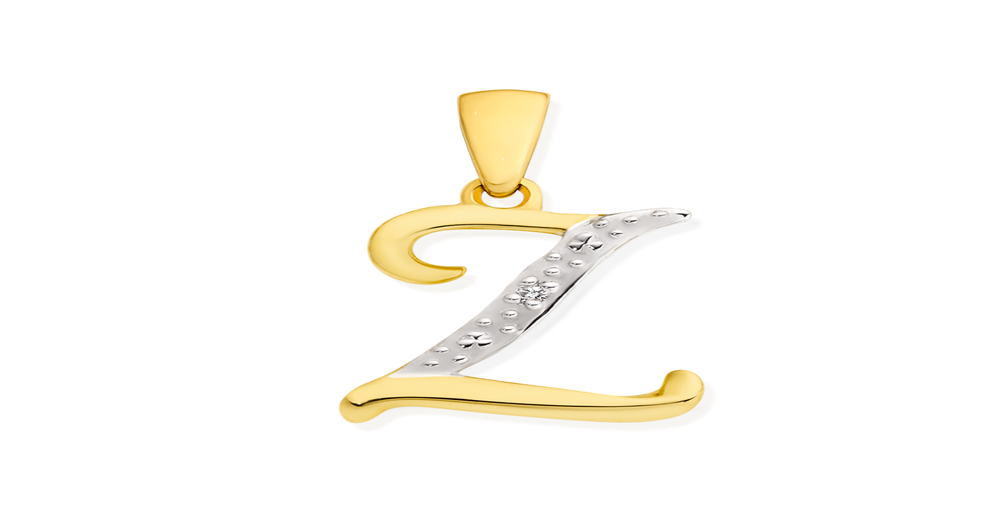 9ct Gold Diamond Initial Z Pendant | Goldmark (NZ)