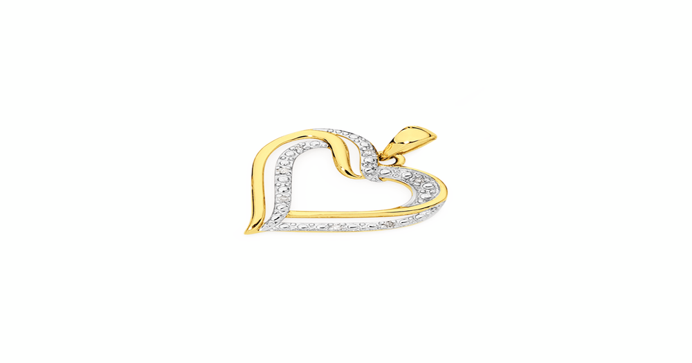 9ct Gold Diamond Open Heart Pendant | Goldmark (NZ)