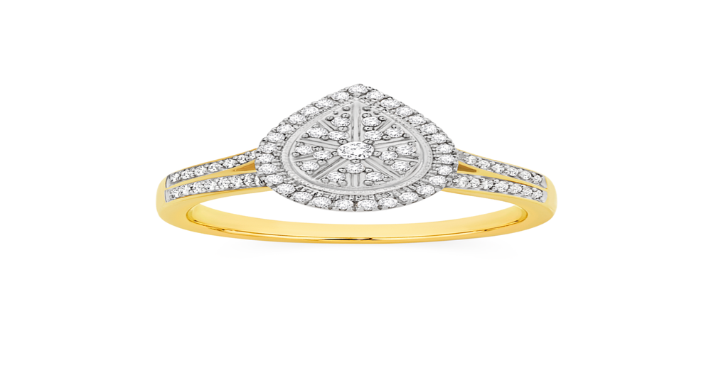 9ct Gold Diamond Pear Cluster Ring | Goldmark (NZ)