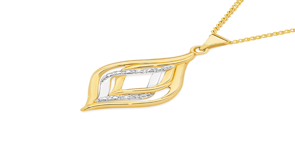 9ct Gold Diamond Triple Kite Shape Pendant | Goldmark (NZ)