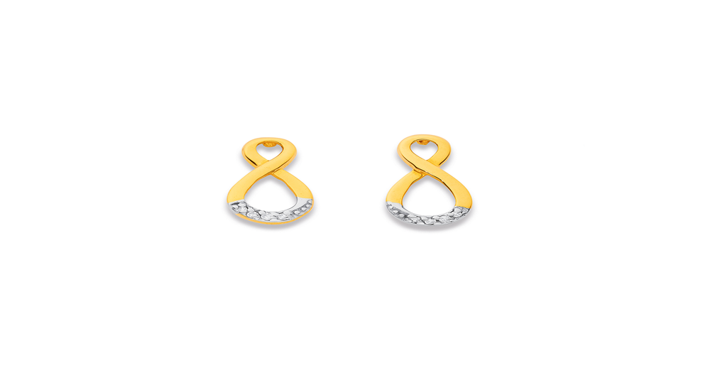 9ct Gold, Figure 8 Diamond Earrings | Goldmark (NZ)