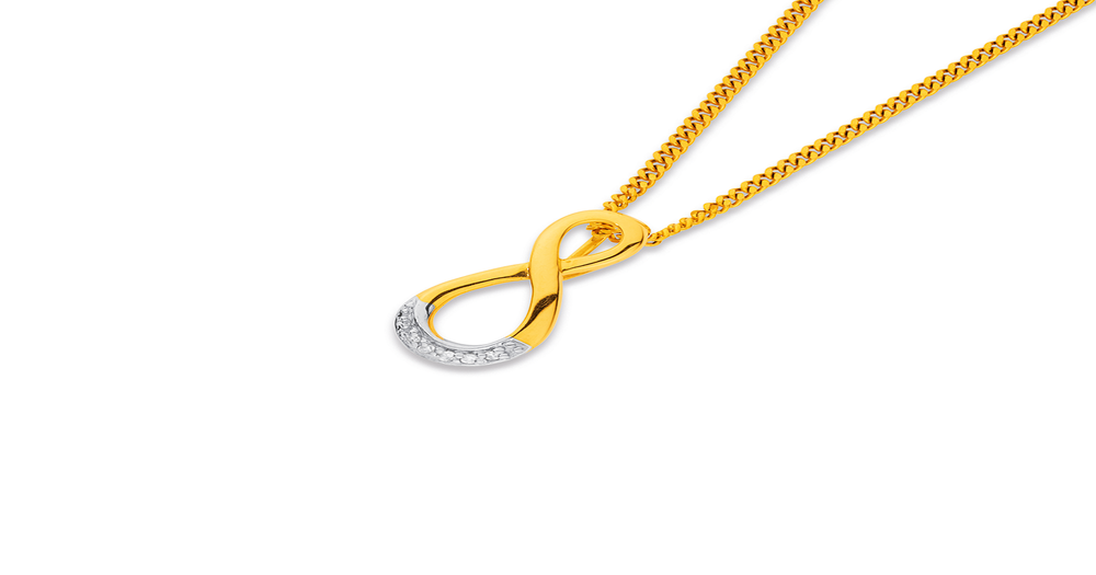 9ct Gold, Figure 8 Diamond Pendant | Goldmark (NZ)