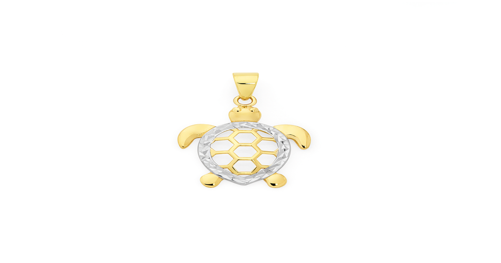 9ct Gold Two Tone Turtle Pendant | Goldmark (NZ)