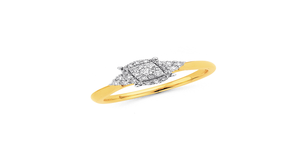 9ct, Halo Diamond Ring Total Diamond Weight=.25ct | Goldmark (NZ)