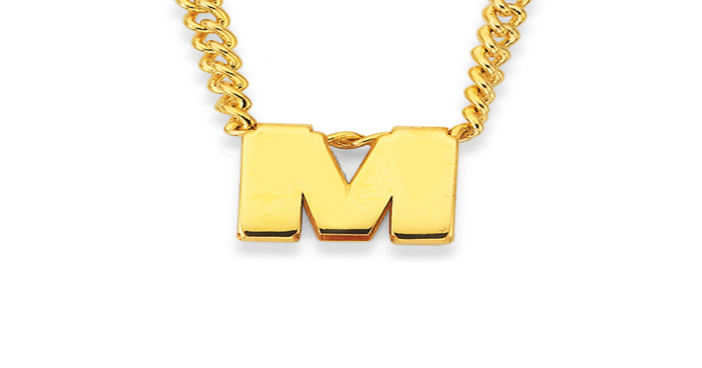 9ct, Small Block Initial M Slider | Goldmark (NZ)