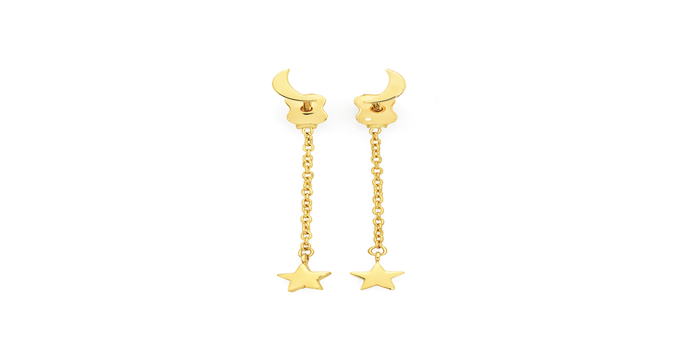 9ct, Star & Moon Drop Earrings | Goldmark (NZ)