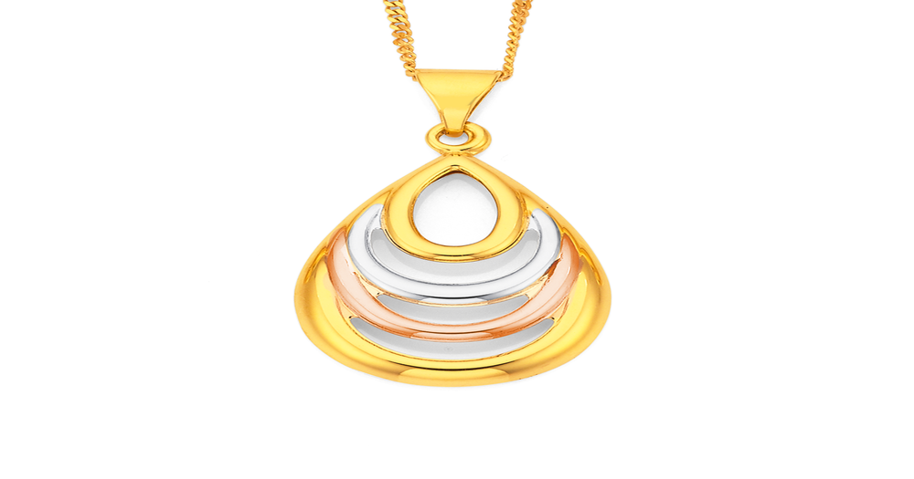 9ct Tri Tone, Gold Drop Pendant | Goldmark (NZ)