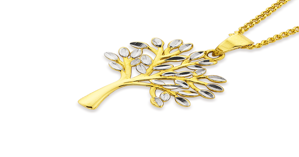 9ct Two Tone, Diamond-cut 'tree Of Life' Pendant | Goldmark (NZ)