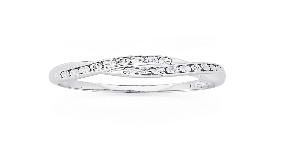 9ct White Gold, Diamond Crossover Swirl Ring | Goldmark (NZ)