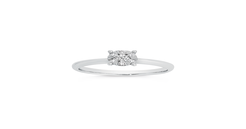 9ct White Gold, Diamond Round Cluster Ring | Goldmark (NZ)