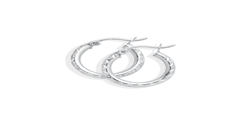 Silver 12 X 2.5mm Full Diamond-cut Hoops | Goldmark (NZ)