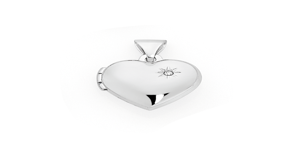 Silver Diamond Star Puff Heart Locket | Goldmark (NZ)