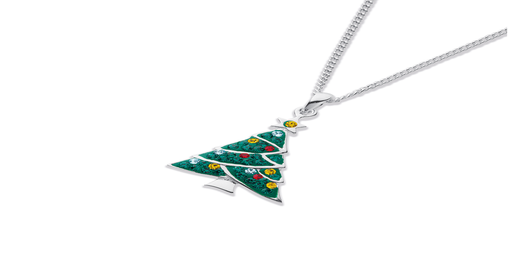 Sterling Silver Crystal Christmas Tree Pendant | Goldmark (NZ)