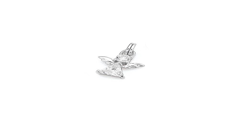 Sterling Silver Cubic Zirconia Angel Charm in White | Goldmark (NZ)