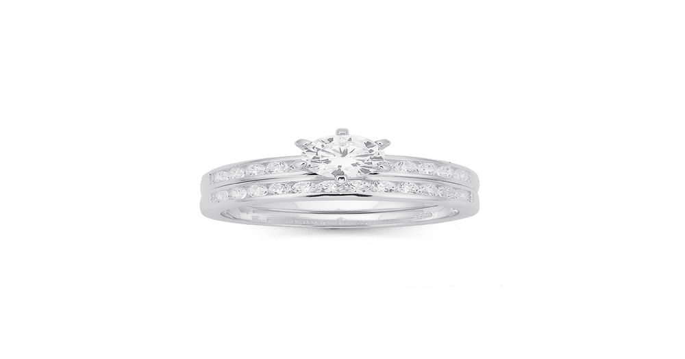 Sterling Silver Cubic Zirconia Duo Set in Clear | Goldmark (NZ)