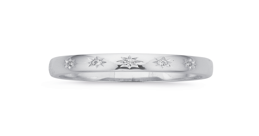 Sterling Silver Cubic Zirconia Star-set Band Ring | Goldmark (NZ)