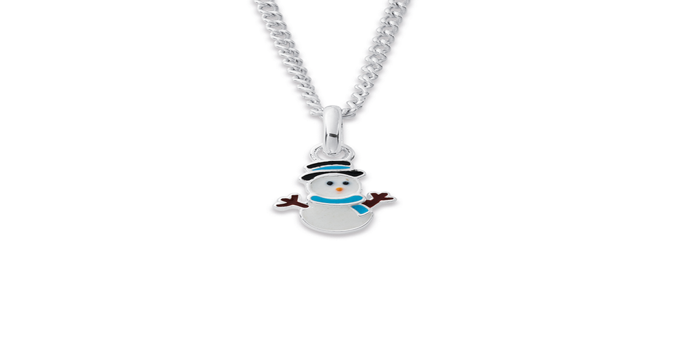 Sterling Silver Enamel Snowman Pendant in Multi-colour | Goldmark (NZ)